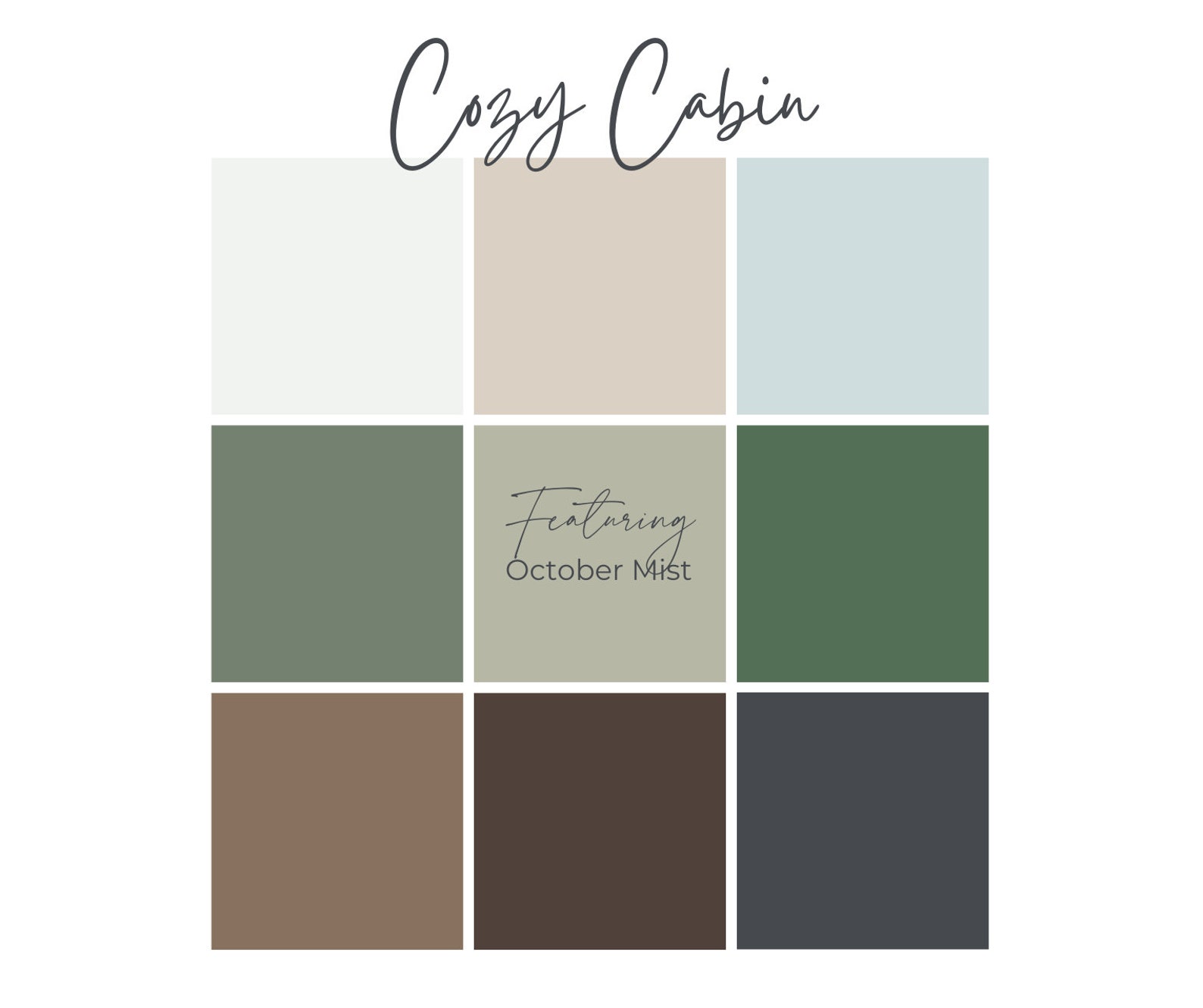 October Mist Paint Palette, Cozy Cabin Digital Palette, Benjamin Moore ...