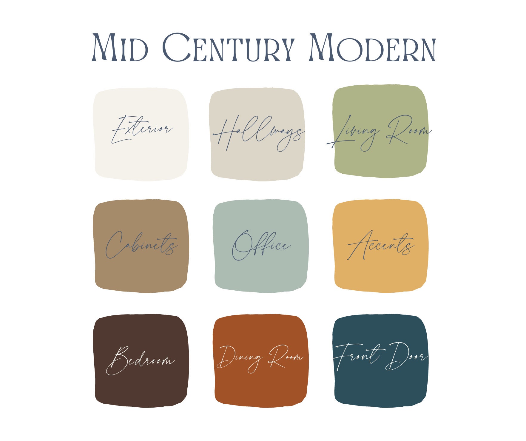 Mid-century Modern Digital Paint Palette, Benjamin Moore, Wythe Blue ...