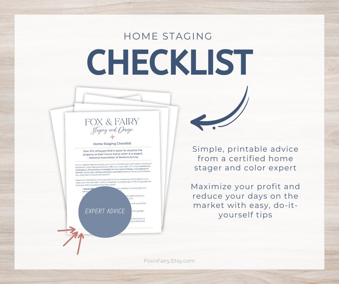 Home Staging Checklist, Printable Checklist, Prepare to Sell Digital ...
