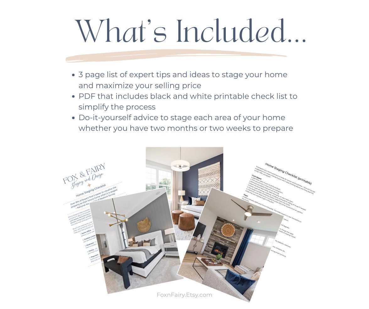 Home Staging Checklist, Printable Checklist, Prepare to Sell Digital ...