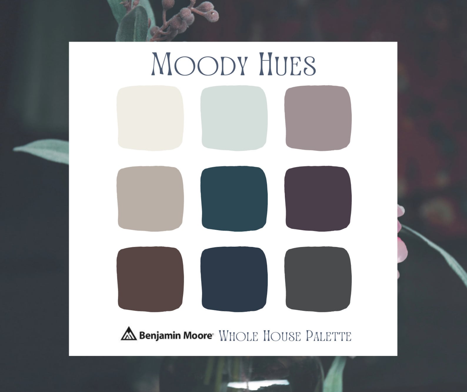 Interior Paint Palette Moody Darks Benjamin Moore - Etsy