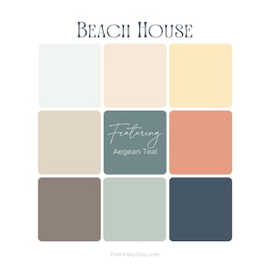 Beach House Paint Palette: Aegean Teal Coastal Color Scheme (PDF) - Etsy