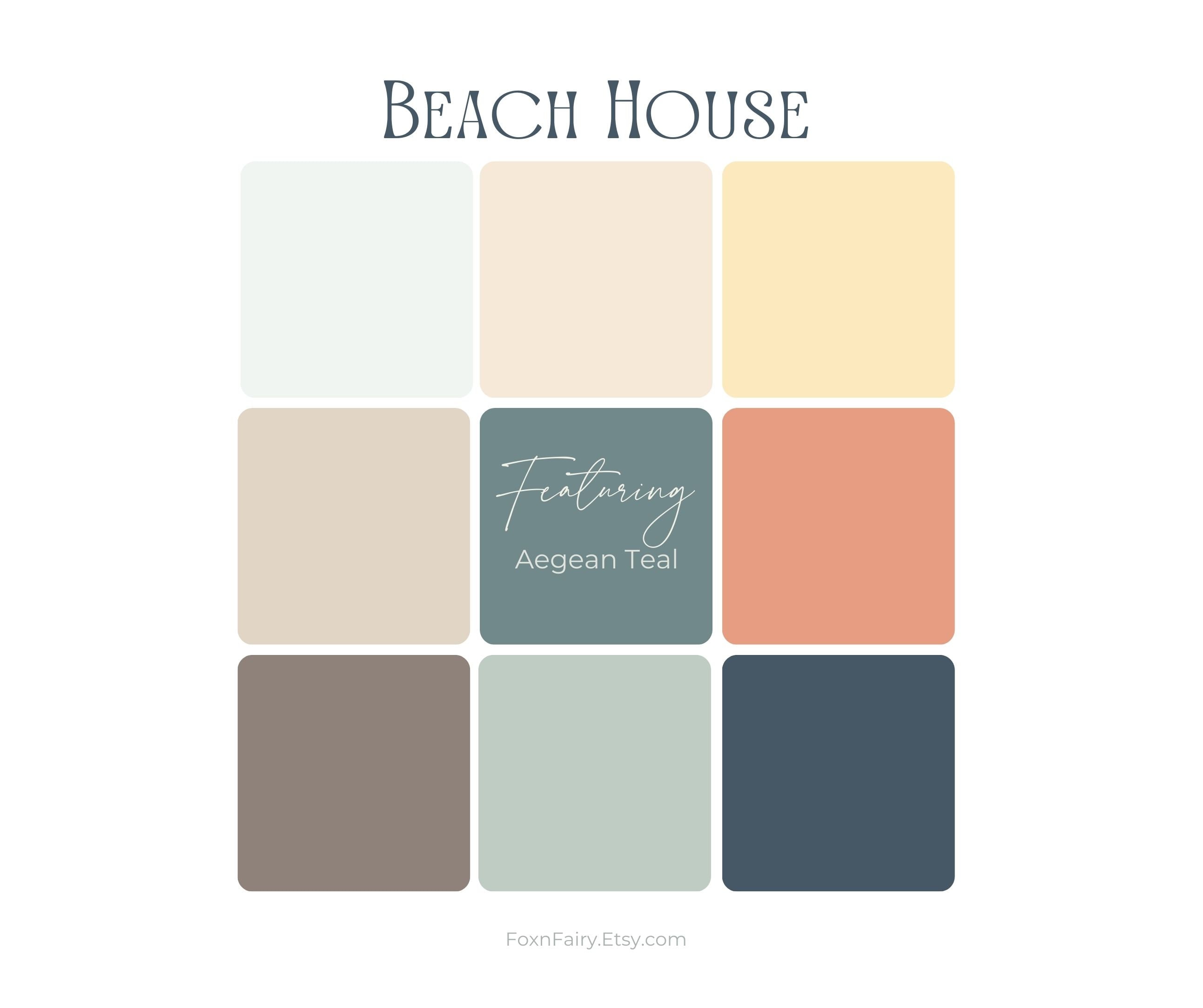 Beach House Paint Palette: Aegean Teal Coastal Color Scheme (PDF) - Etsy