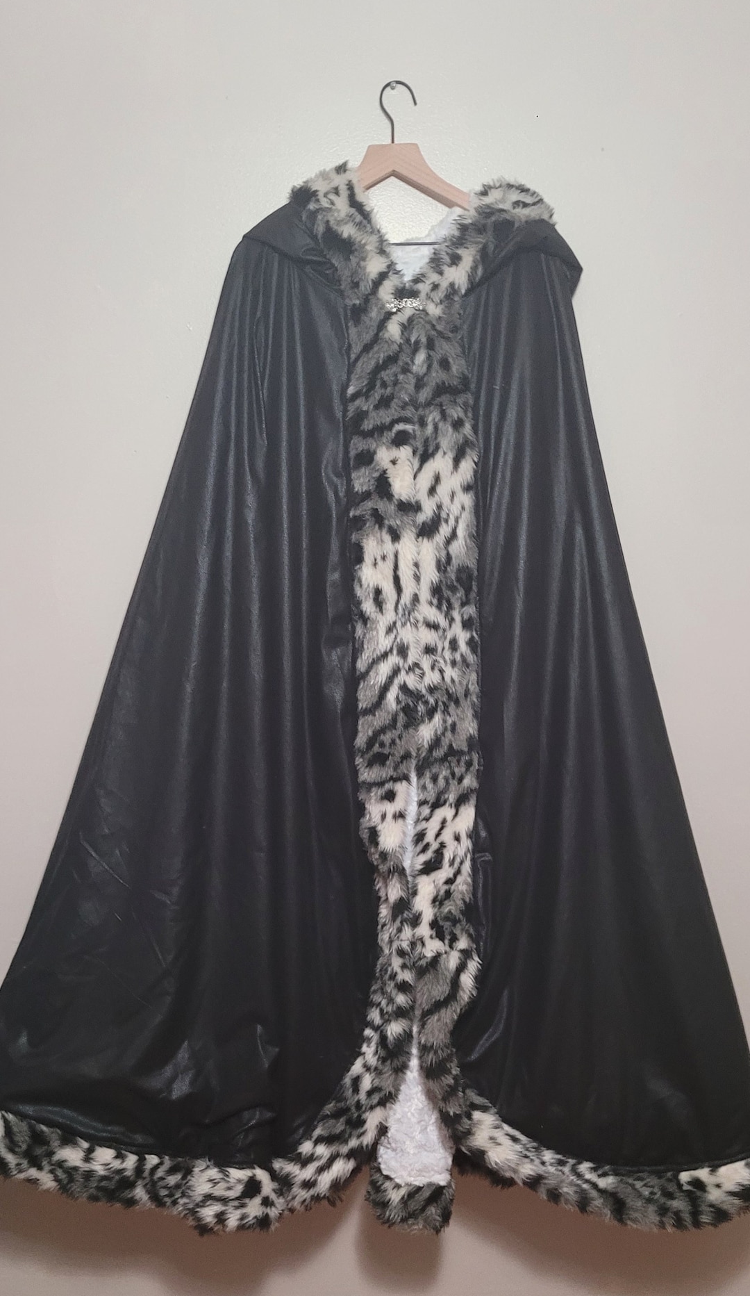 Black and White Faux Leather and Fur Cloak - Etsy
