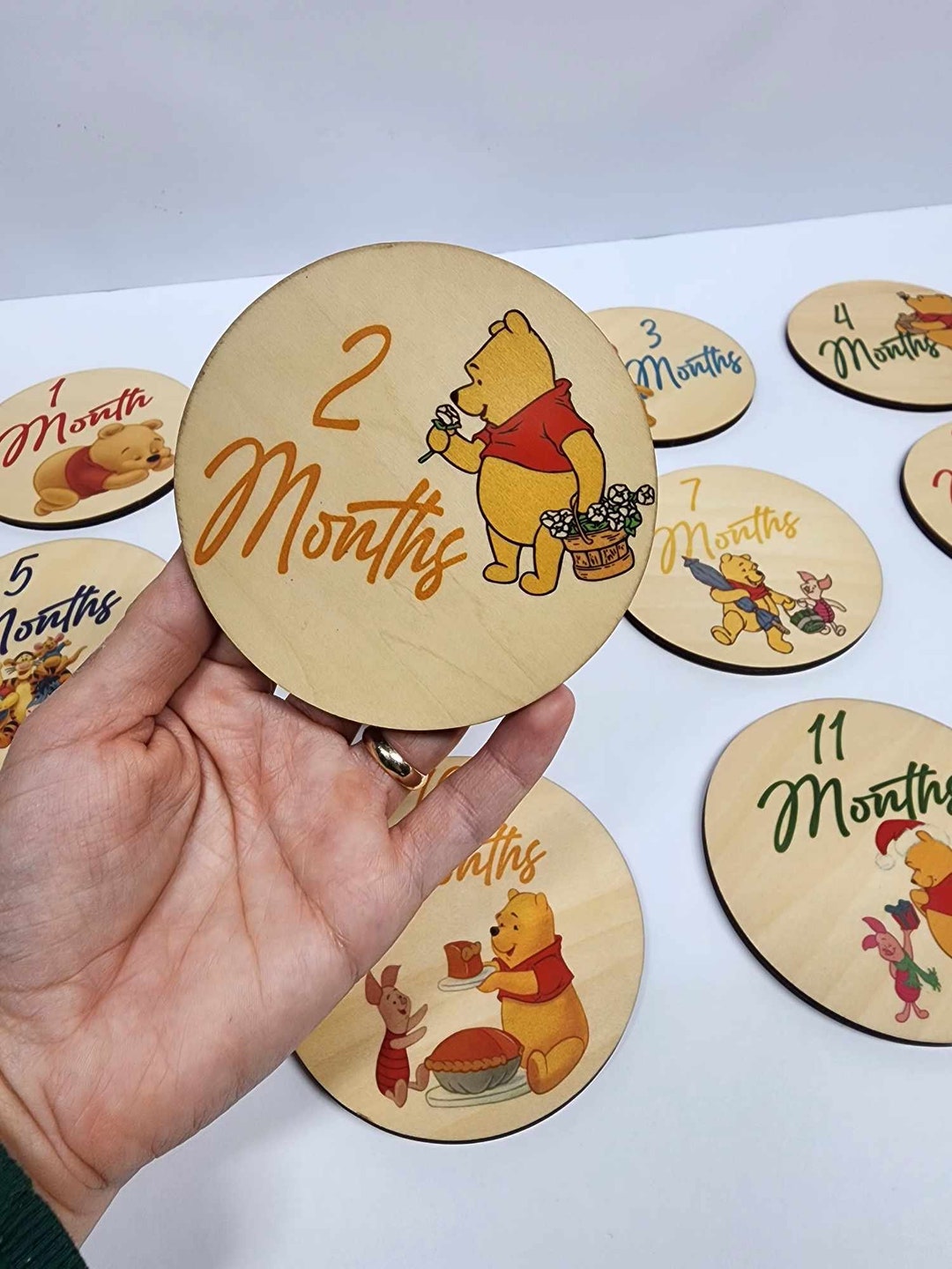Milestone Wood, Milestone Cards, Winnie the Pooh Milestone Cards, Birth ...
