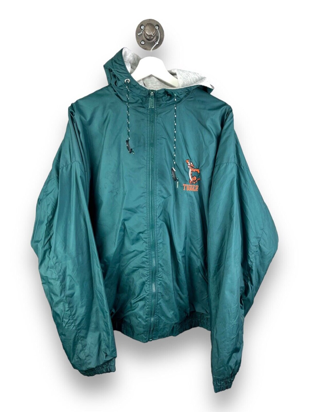 Vintage 90s Disney Tigger Embroidered Nylon Hooded Bomber Jacket Size ...