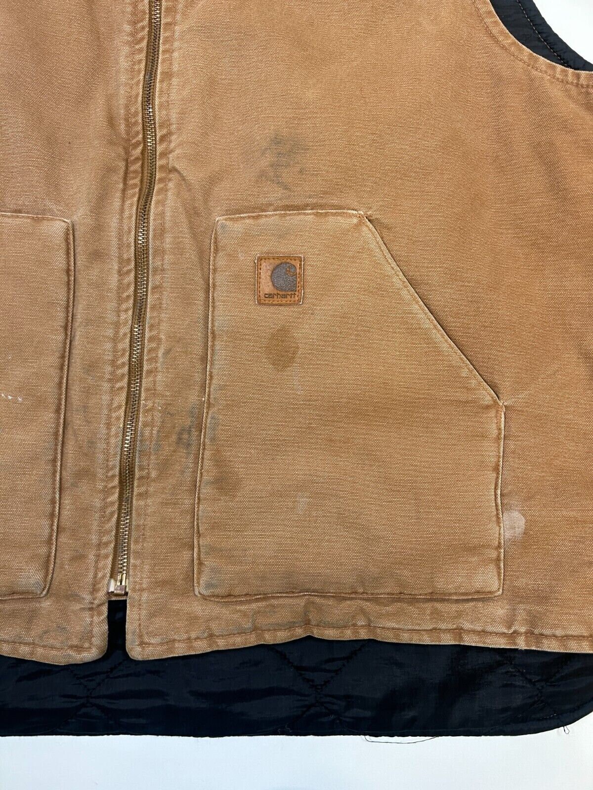 Vintage Carhartt Canvas Insulated Quilted Lined Workwear Vest Size 2XLT ...
