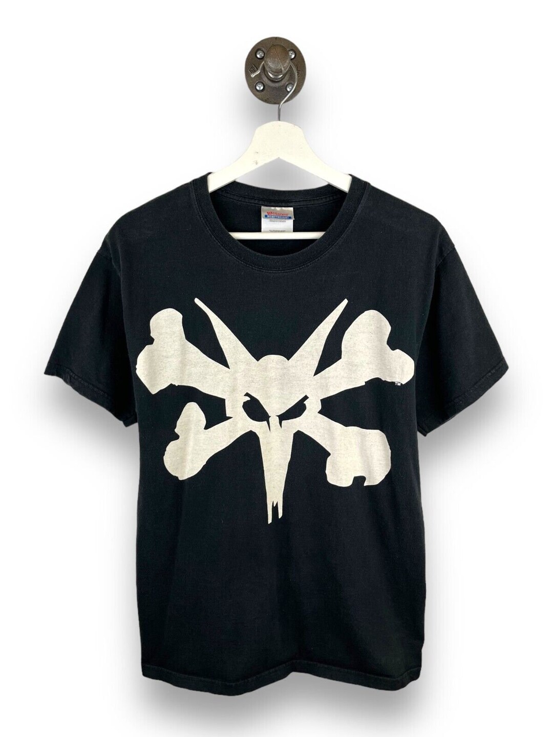 Vintage Y2K Bones Skateboard Big Graphic Logo T-shirt Size Medium Black ...