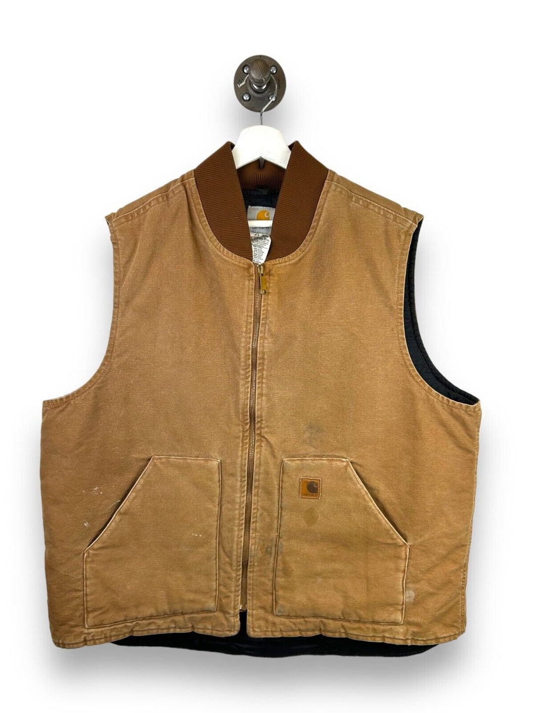 Vintage Carhartt Canvas Insulated Quilted Lined Workwear Vest Size 2XLT ...