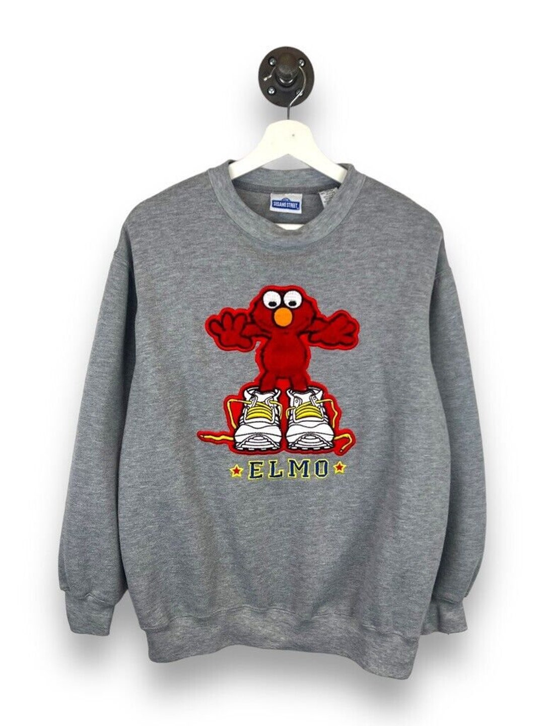 Vintage 90s Sesame Street Elmo Embroidered Graphic Sweatshirt Size ...