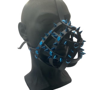 Blue Spiked Classic Hardware Petplay Face Muzzle - Etsy