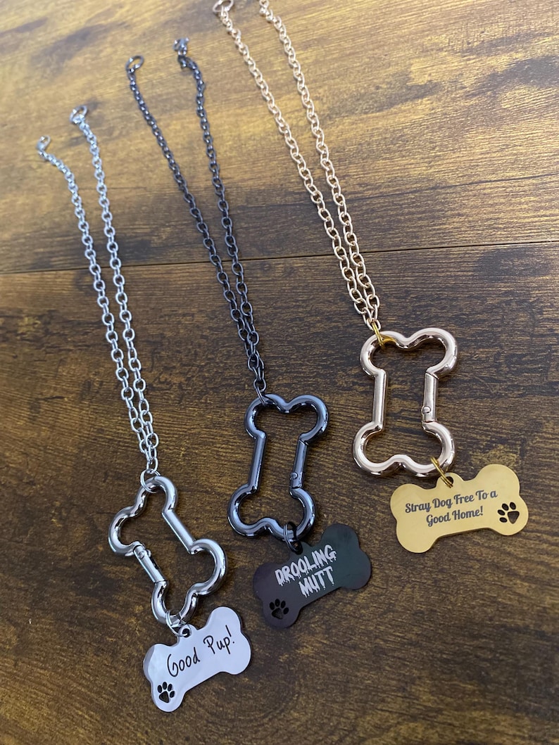 Custom Dog Bone Stainless Steel Tag Necklace - Etsy