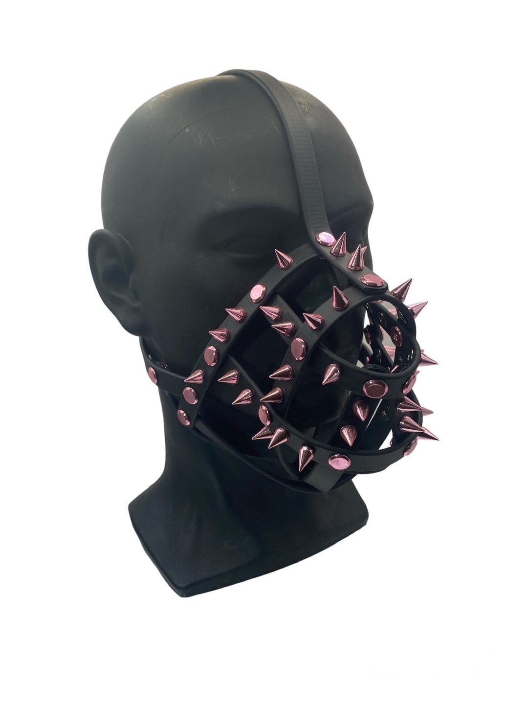 Pink Spiked Classic Hardware Human Face Muzzle - Etsy