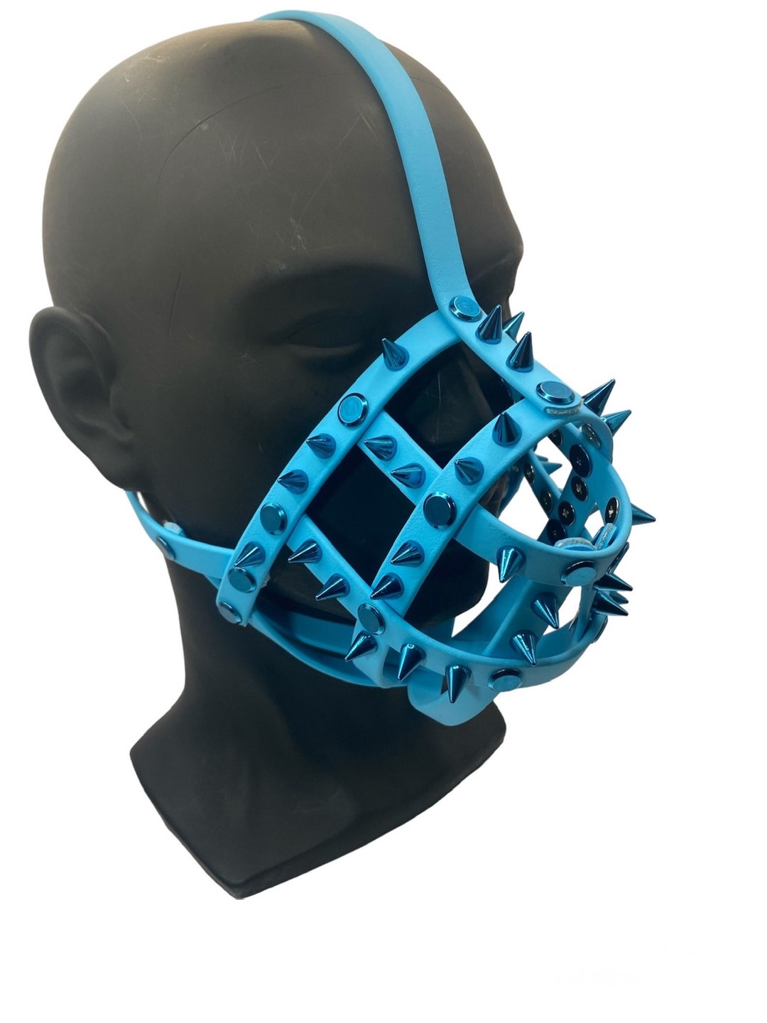 Blue Spiked Classic Hardware Petplay Face Muzzle - Etsy