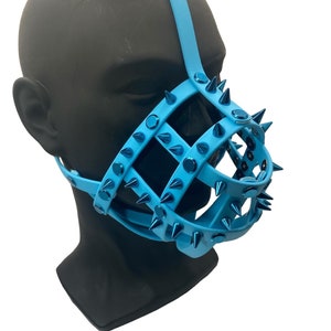 Blue Spiked Classic Hardware Petplay Face Muzzle - Etsy
