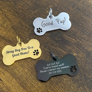 Custom Dog Bone Stainless Steel Tag Necklace - Etsy