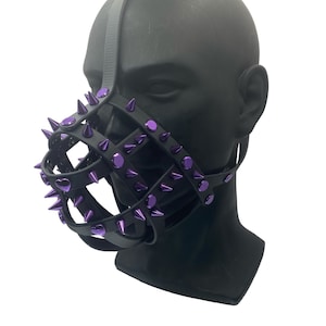 Purple Spiked Classic Hardware Petplay Face Muzzle - Etsy