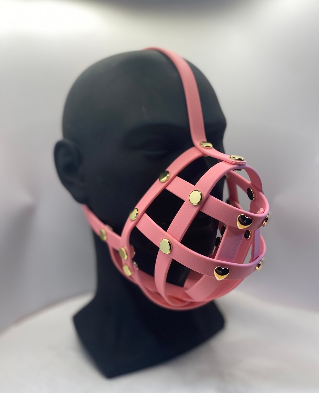 Pastel Pink Biothane Premium Hardware Pet Play Face Muzzle - Etsy
