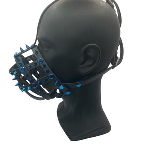 Blue Spiked Classic Hardware Petplay Face Muzzle - Etsy