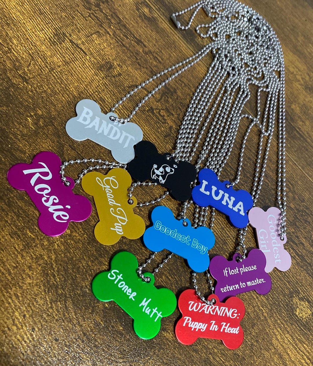 Custom Laser Engraved Dog Bone Tag Necklace - Etsy