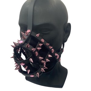 Pink Spiked Classic Hardware Human Face Muzzle - Etsy
