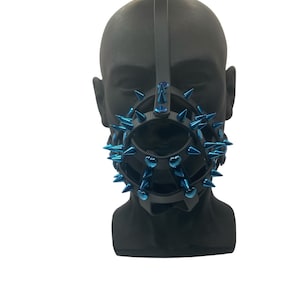 Blue Spiked Classic Hardware Petplay Face Muzzle - Etsy