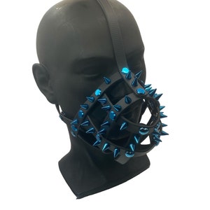 Blue Spiked Classic Hardware Petplay Face Muzzle - Etsy