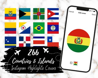 Countries and Islands Map Flags ~ Instagram Highlight Covers, Instagram ...