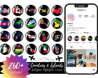 Countries and Islands Map Flags ~ Instagram Highlight Covers, Instagram ...