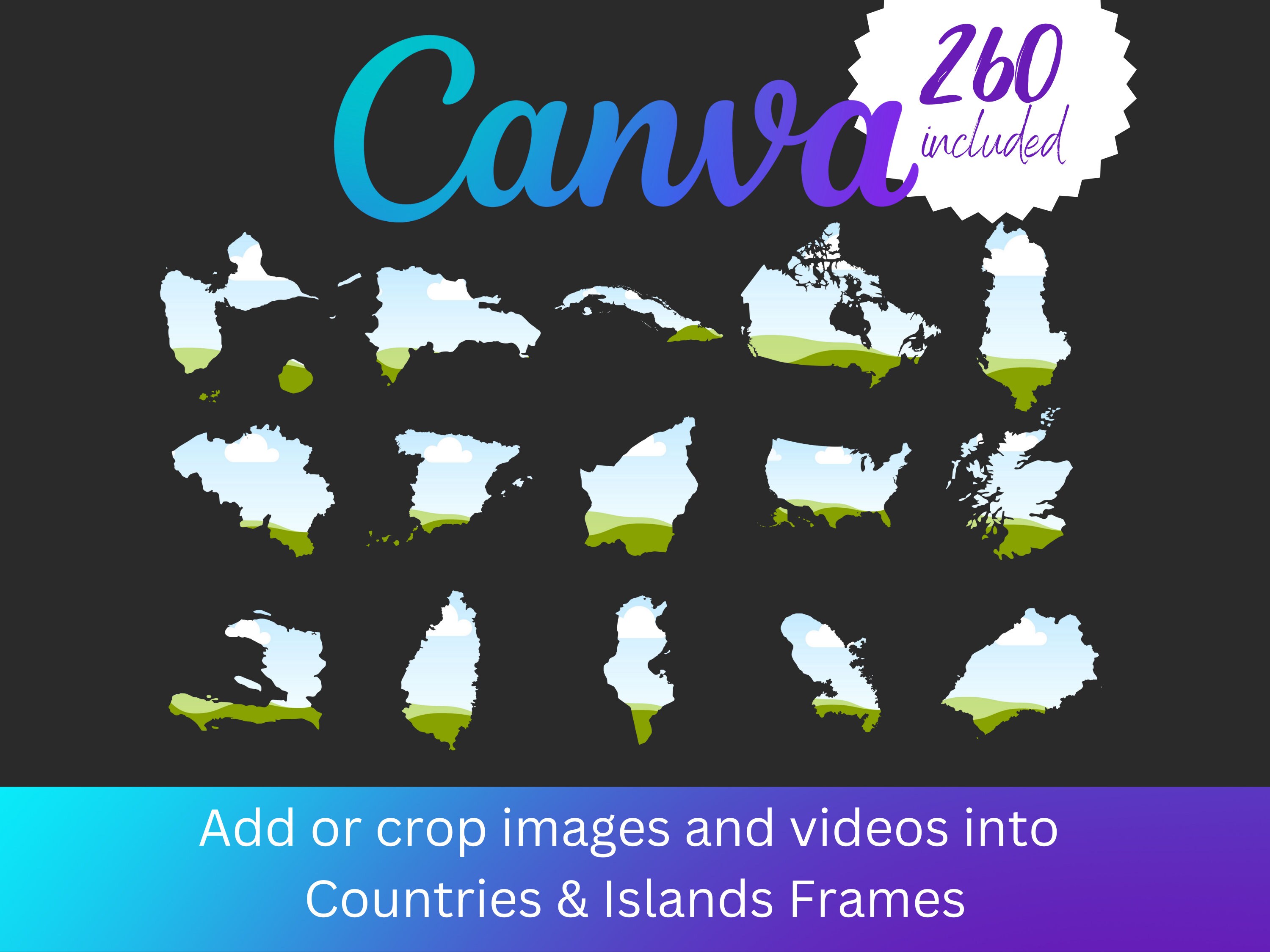 Canva Countries and Islands Map Frames ~ Canva Frames, Country Outline ...