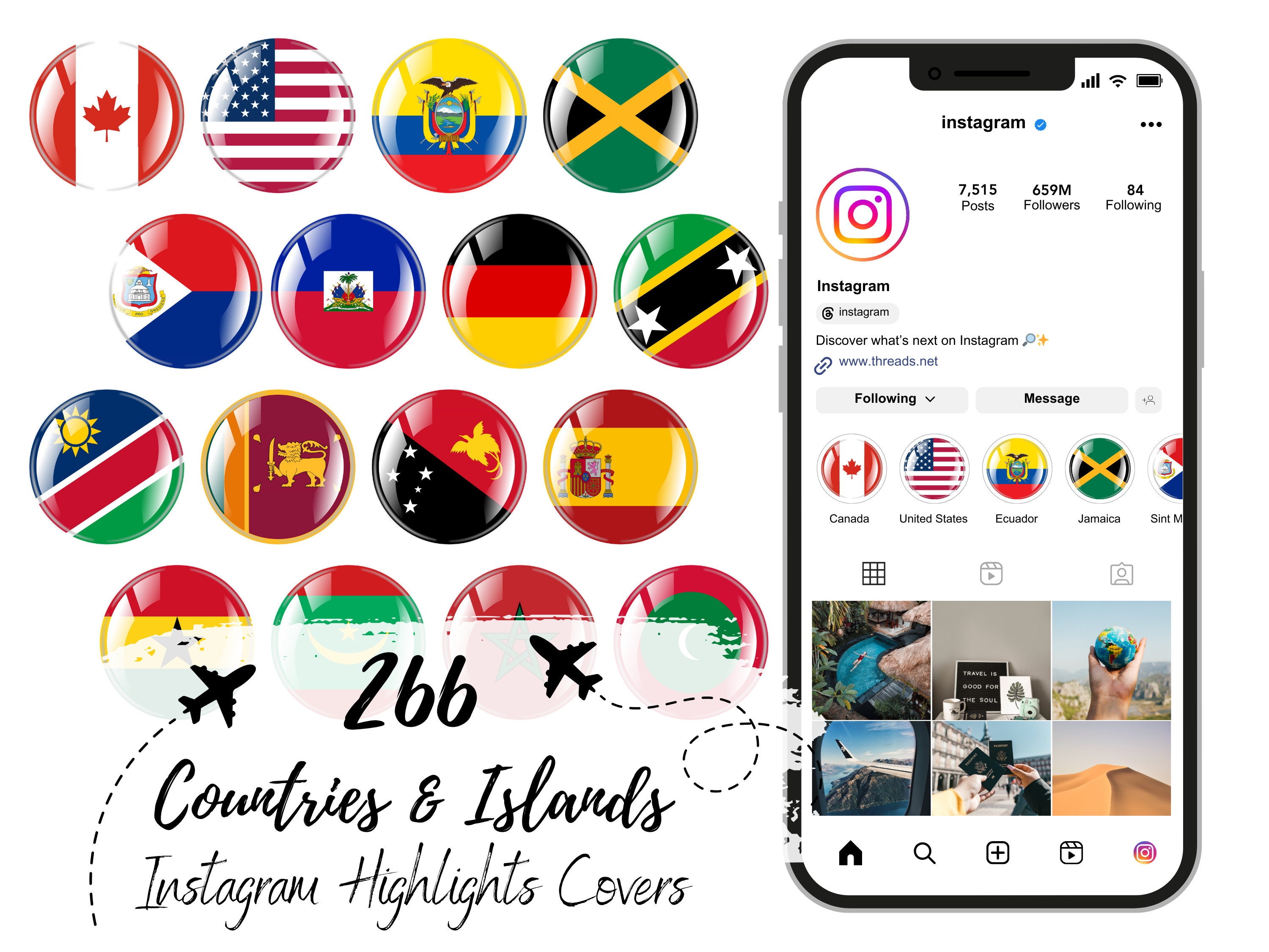 Countries and Islands Bubble Flags ~ Instagram Highlight Covers ...