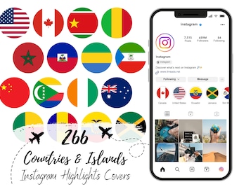 Countries and Islands Map Flags ~ Instagram Highlight Covers, Instagram ...