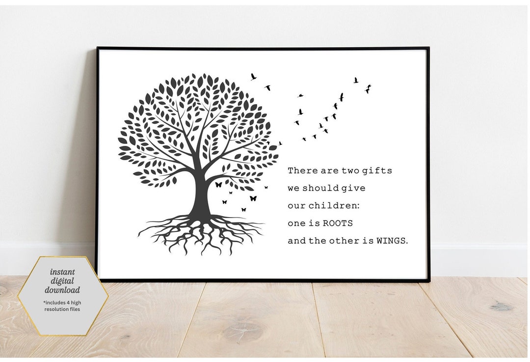 Tree of Life Roots and Wings Quote Printable Wall Art. New Parent ...