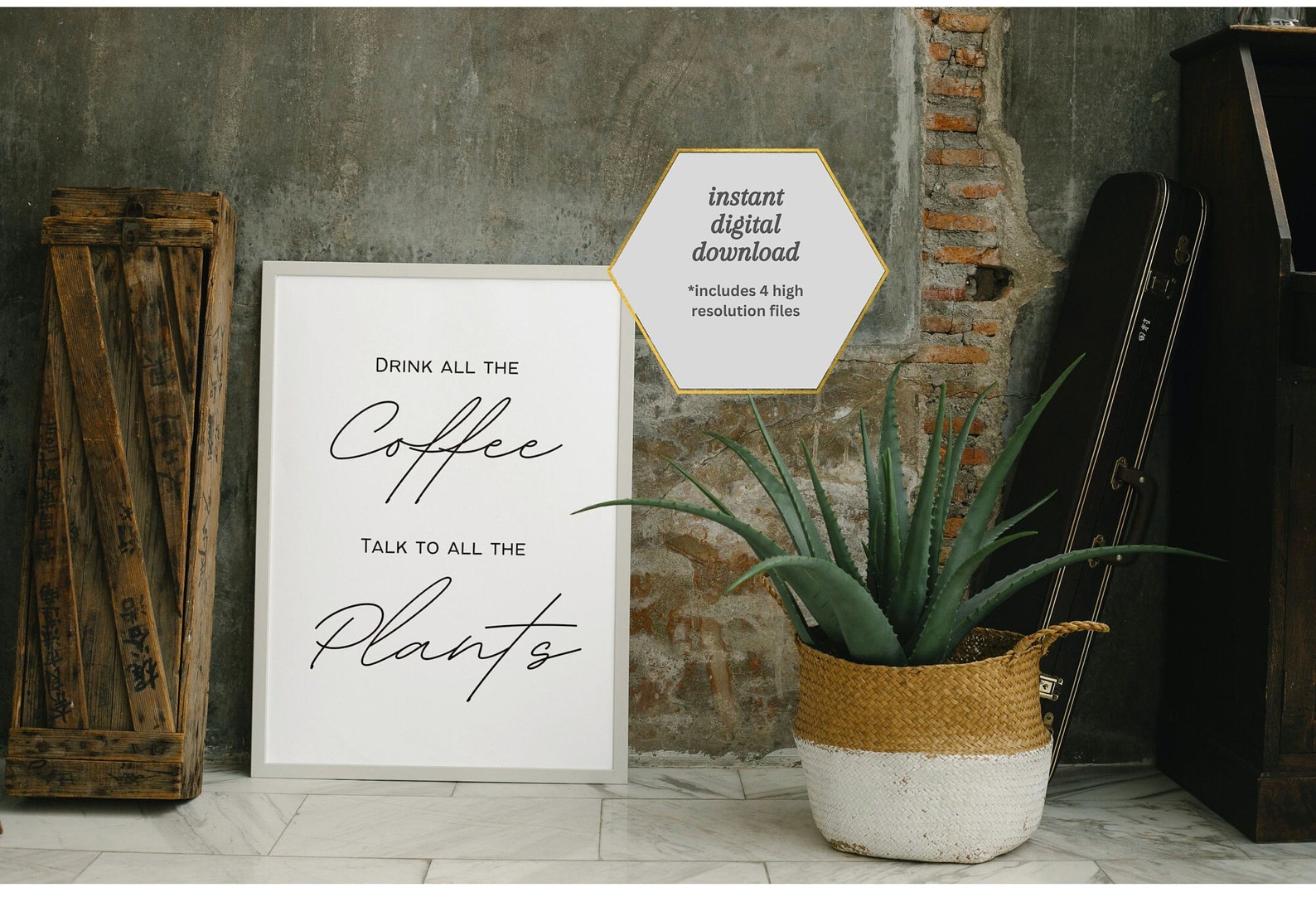 Coffee and Plants Quote Printable Wall Art. Coffee and Plant Lover ...