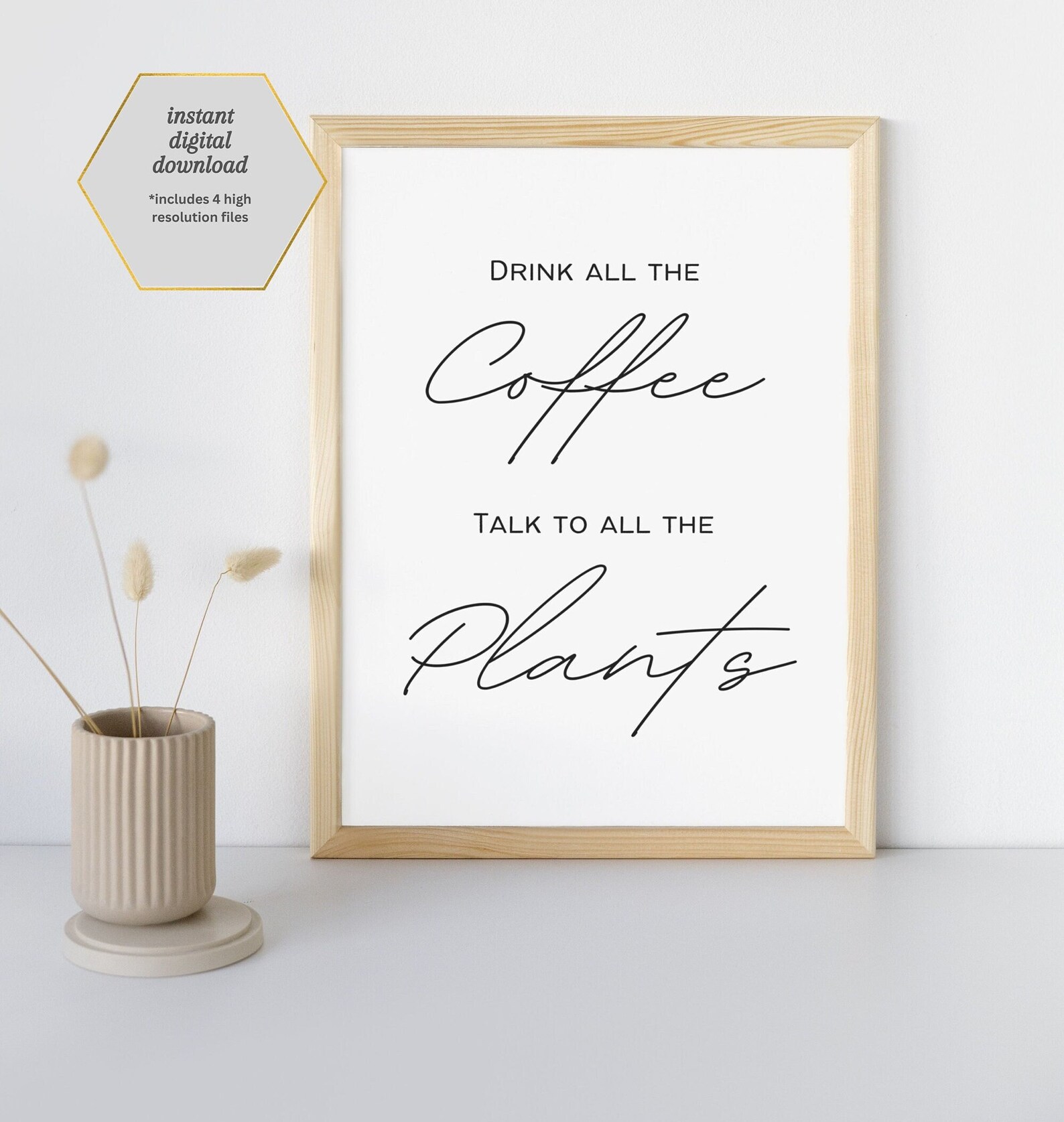 Coffee and Plants Quote Printable Wall Art. Coffee and House Plant ...