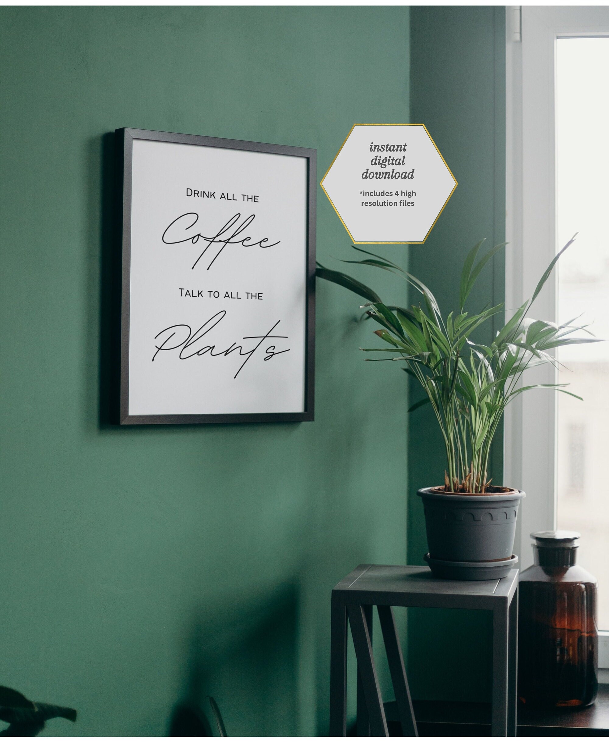 Coffee and Plants Quote Printable Wall Art. Coffee and House Plant ...