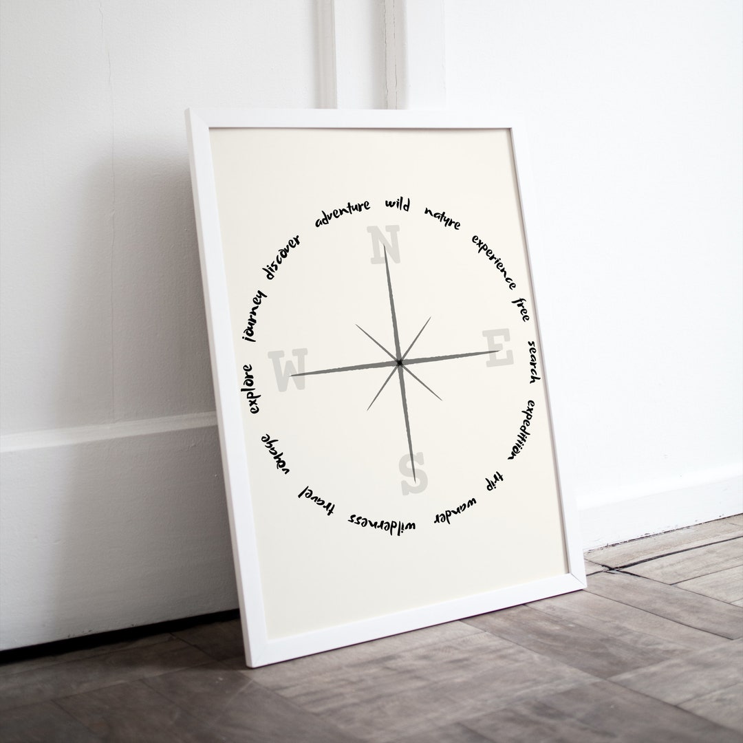 Compass Travel Words Art Print, Modern Nursery Decor (digital Download ...