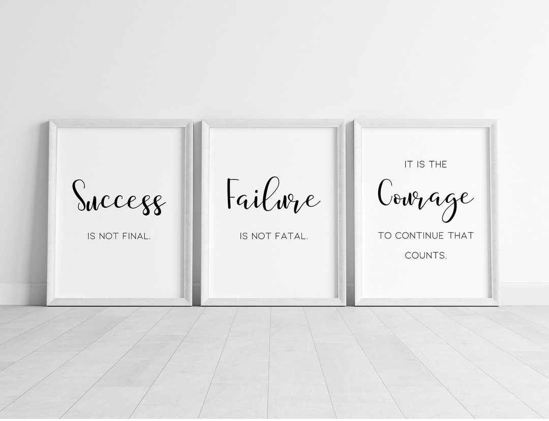 Success,failure,courage Inspirational Life Quote Minimalist Print Set ...