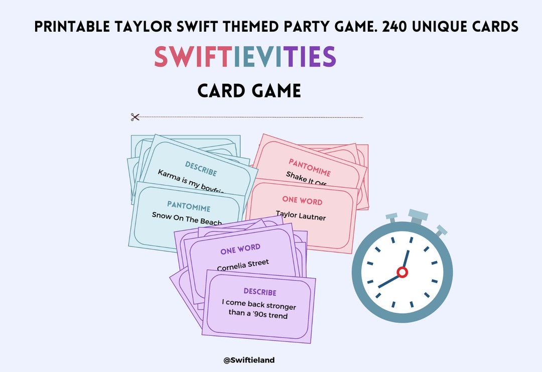 Taylor Swift Inspired Party Card Game 240 Cards Swiftie Gift ...