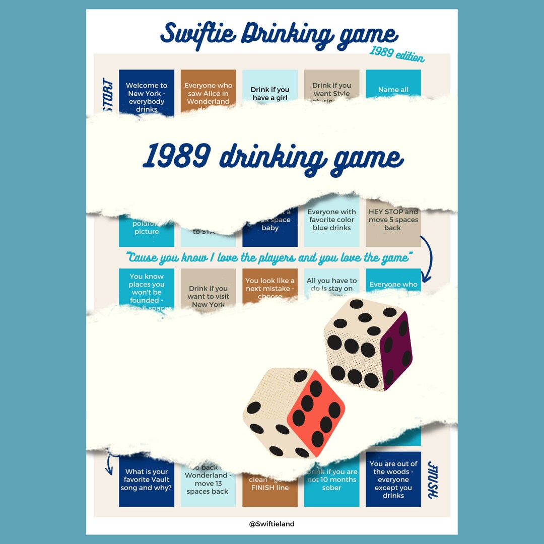 Taylor Swift Inspired 1989 Party Drinking Board Game Swiftie Gift ...
