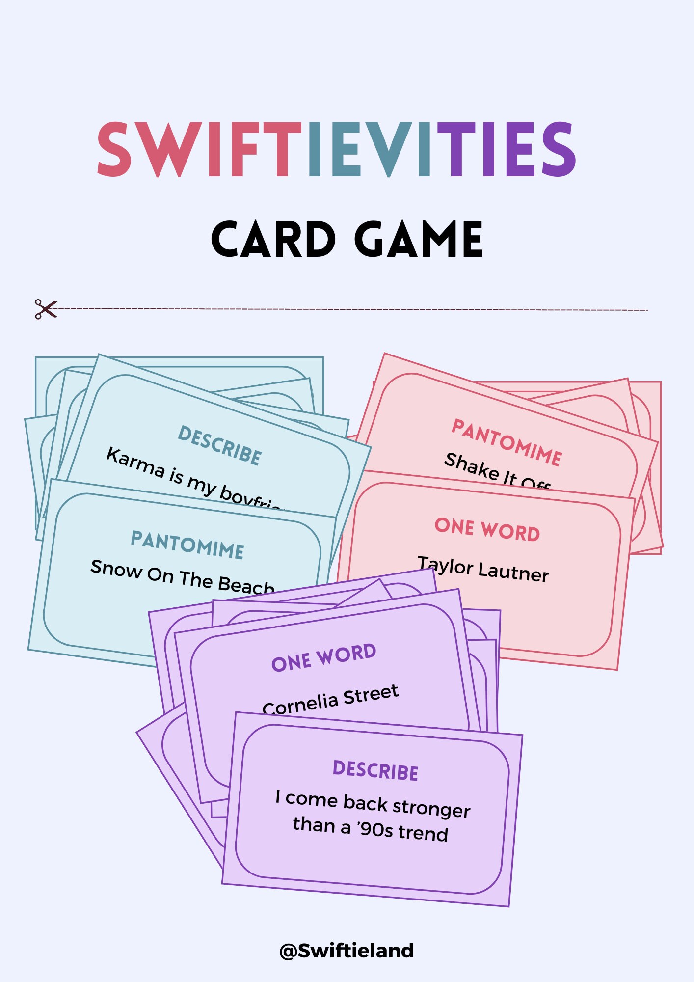 Taylor Swift Inspired Party Card Game 240 Cards Swiftie Gift ...