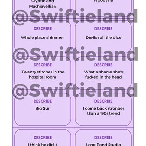 Taylor Swift Inspired Party Card Game 240 Cards Swiftie Gift ...