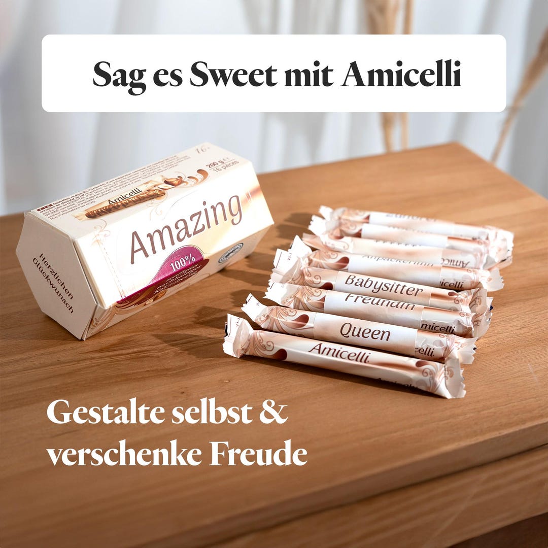 Personalisierbare Amicelli Banderole | Druckvorlage als Danke Geschenk ...