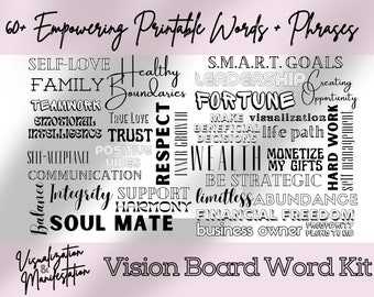 Vision Board Printable Inspirational Quotes & Words Vision Board Kit ...