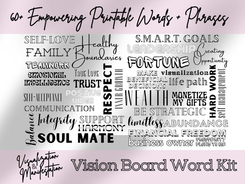 Vision Board Printable Inspirational Quotes & Words Vision Board Kit ...