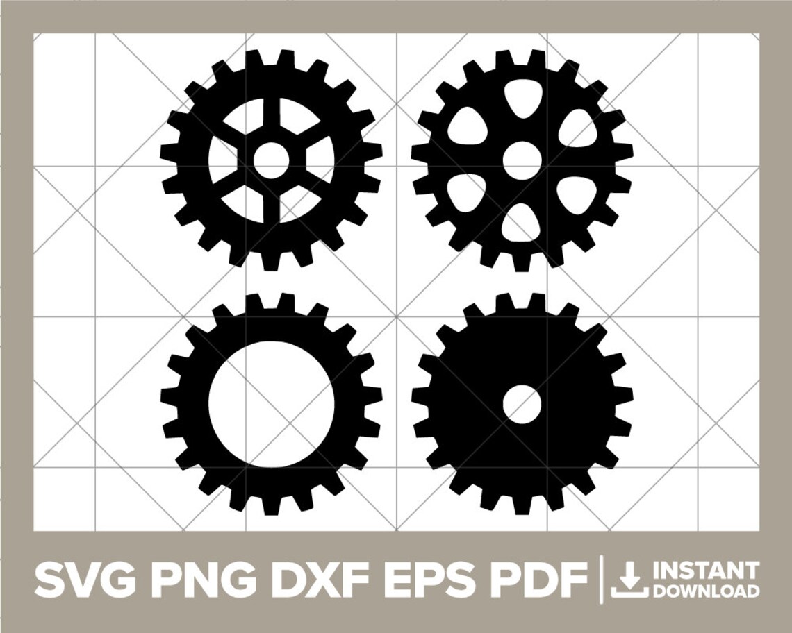 Gears SVG, Steampunk PNG, Gear Cogs DXF, Gear, Mechanic, Cog Wheels ...