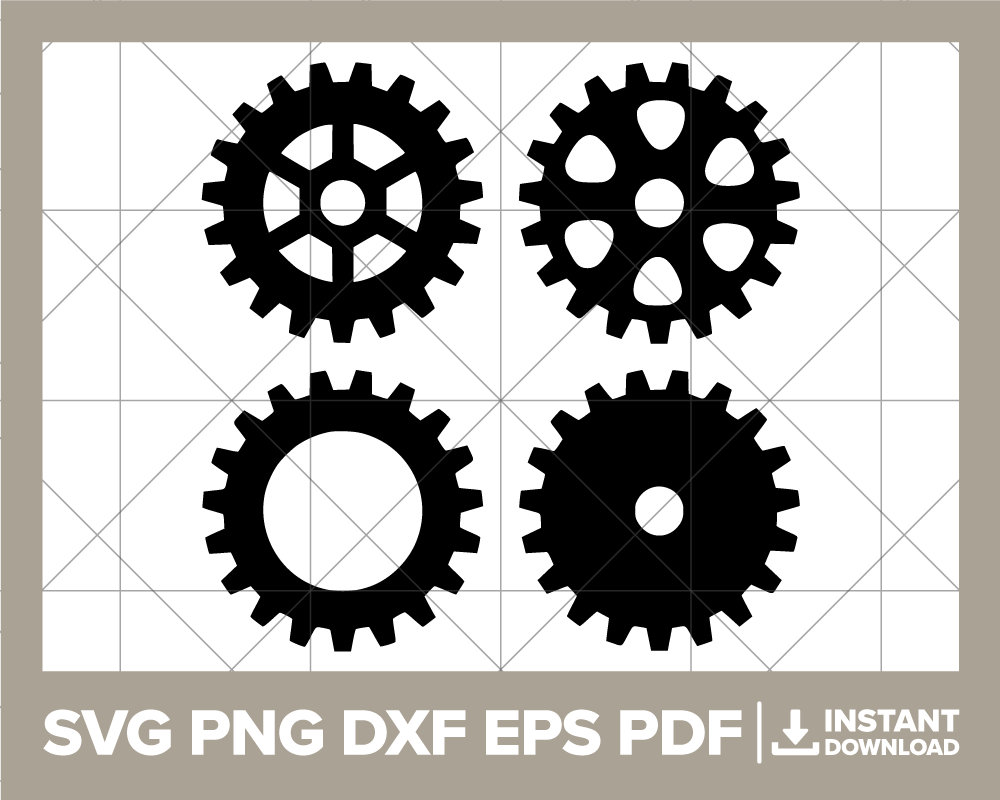 Gears SVG, Steampunk PNG, Gear Cogs DXF, Gear, Mechanic, Cog Wheels ...