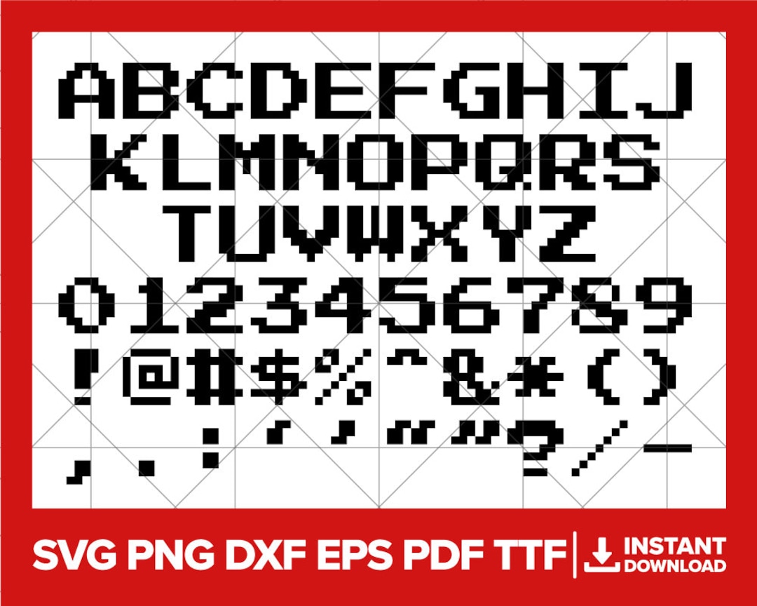Gamer Font SVG, Video Game Font PNG, 8-bit Font DXF, Pixel Font Ttf ...