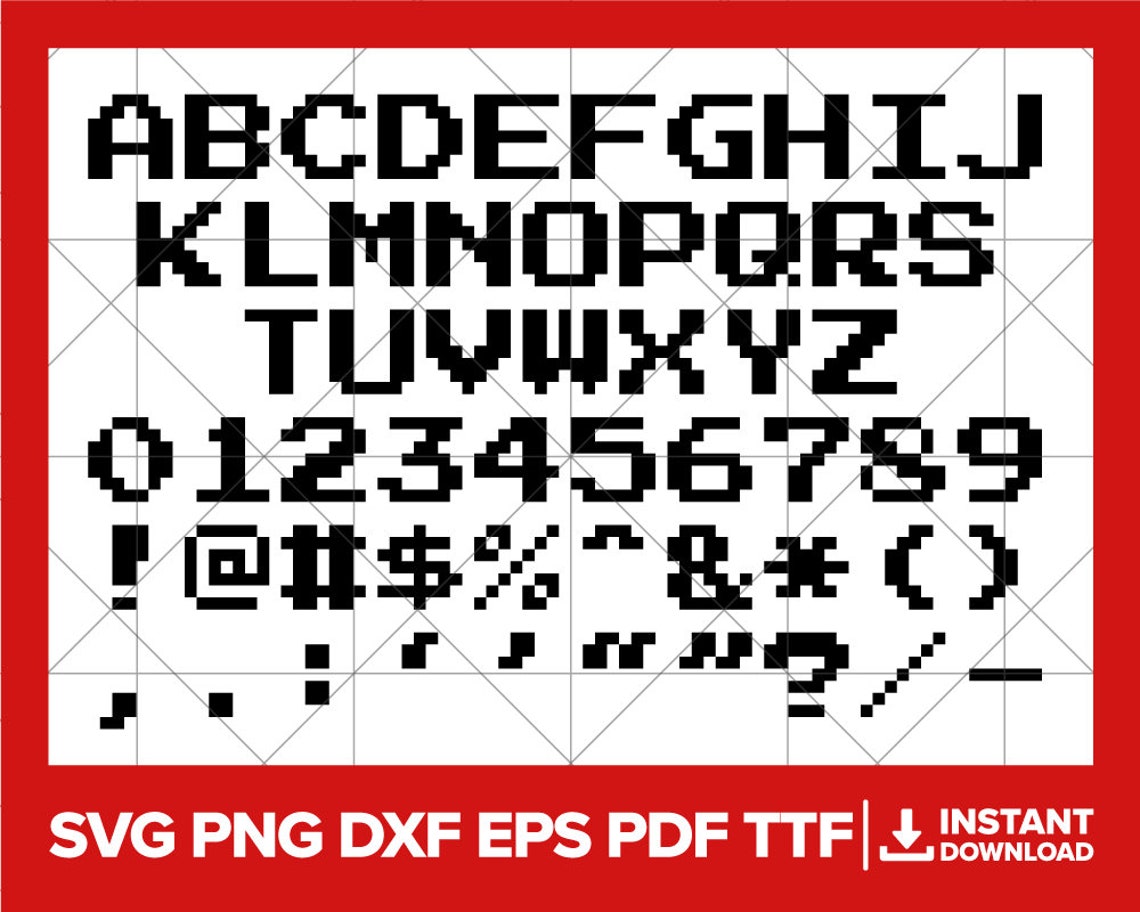 Gamer Font SVG, Video Game Font PNG, 8-bit Font DXF, Pixel Font Ttf ...