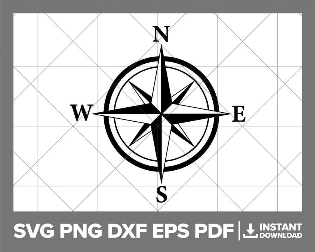 Compass SVG, Compass Rose PNG, Nautical Compass DXF, North South East ...